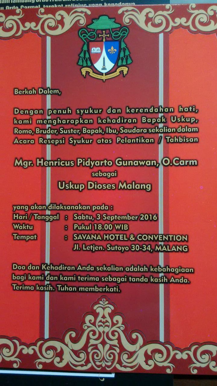 3 September 2016: Tahbisan Uskup Baru Keuskupan Malang Mgr. Dr ... 3 September 2016: Tahbisan Uskup Baru Keuskupan Malang Mgr. Dr ...