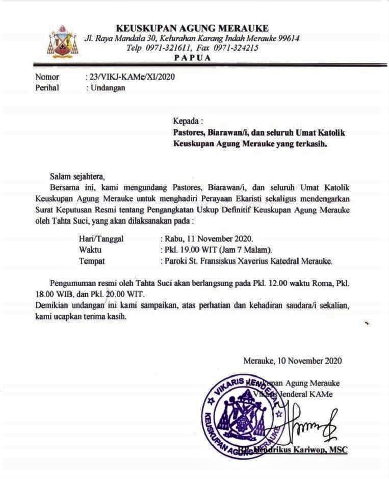 Uskup Baru untuk Keuskupan Agung Merauke, Papua - SESAWI.NET Uskup Baru untuk Keuskupan Agung Merauke, Papua - SESAWI.NET