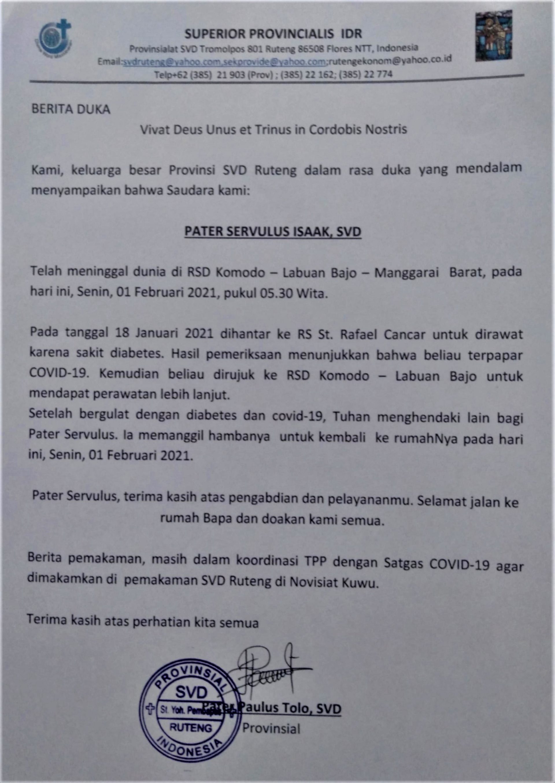 RIP Pastor Servulus SVD, Dosen Kitab Suci - SESAWI.NET RIP Pastor Servulus SVD, Dosen Kitab Suci - SESAWI.NET