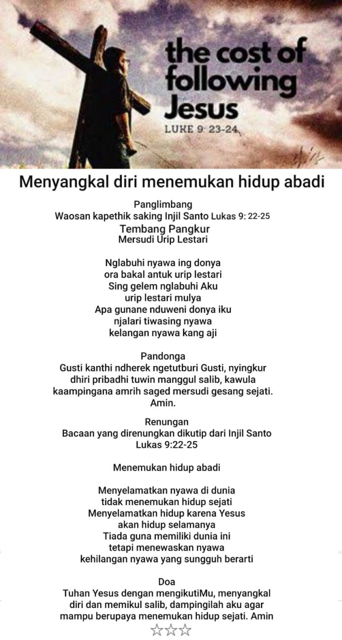 Menyangkal Diri untuk Temukan Hidup Abadi - SESAWI.NET