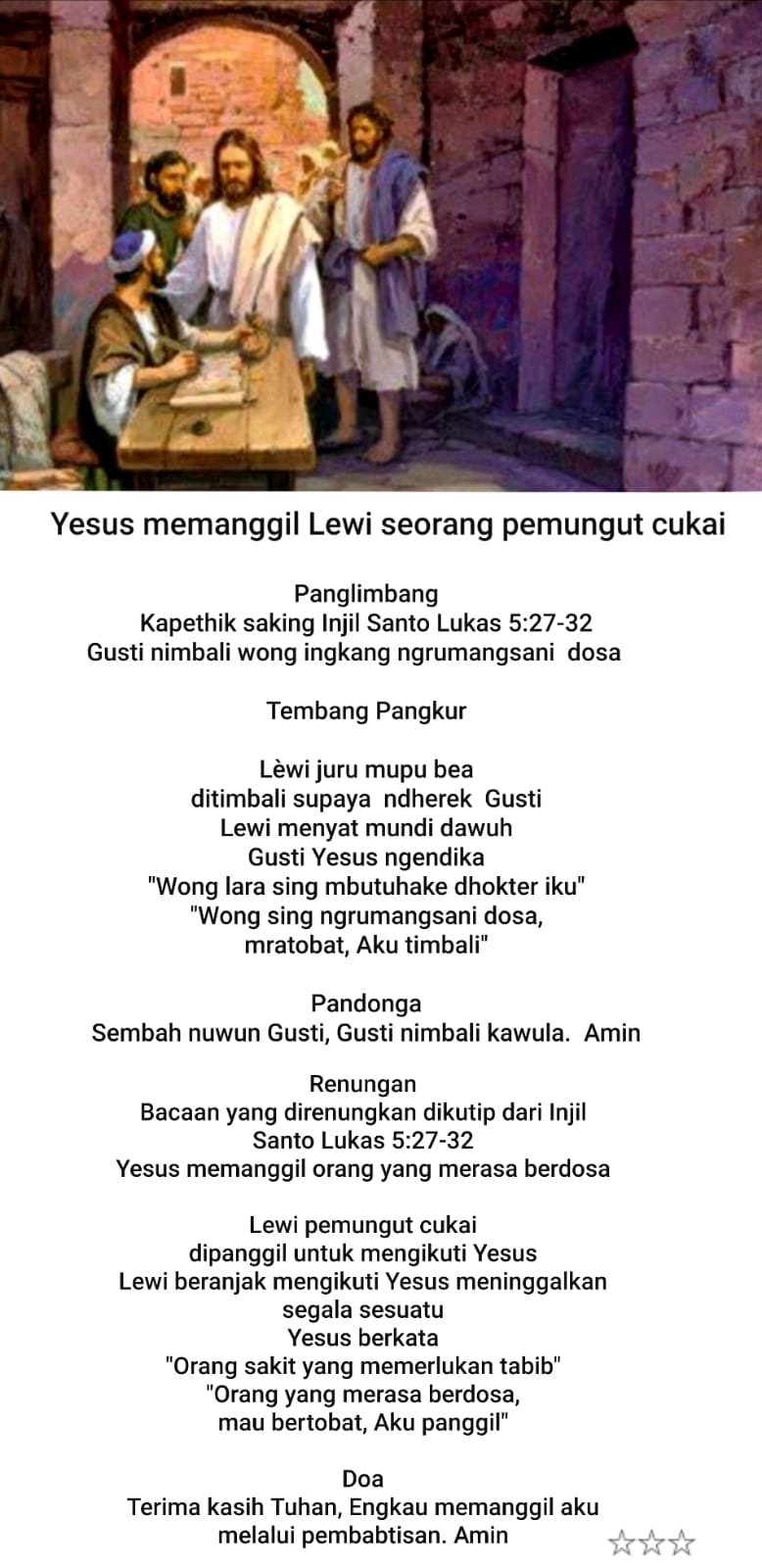 Yesus Panggil Levi Si Pemungut Cukai - SESAWI.NET