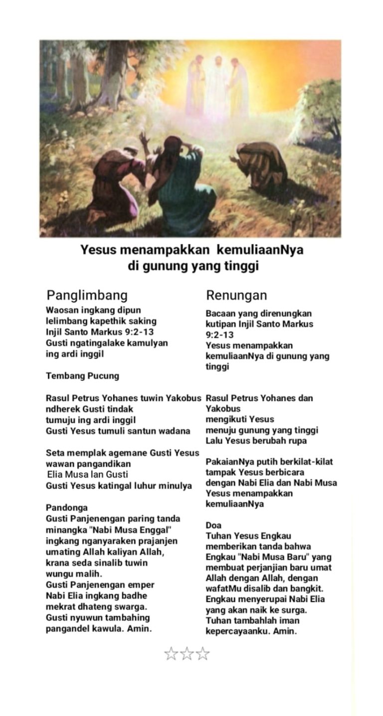 Yesus Menampakkan Kemuliaan-Nya di Tempat yang Tinggi - SESAWI.NET