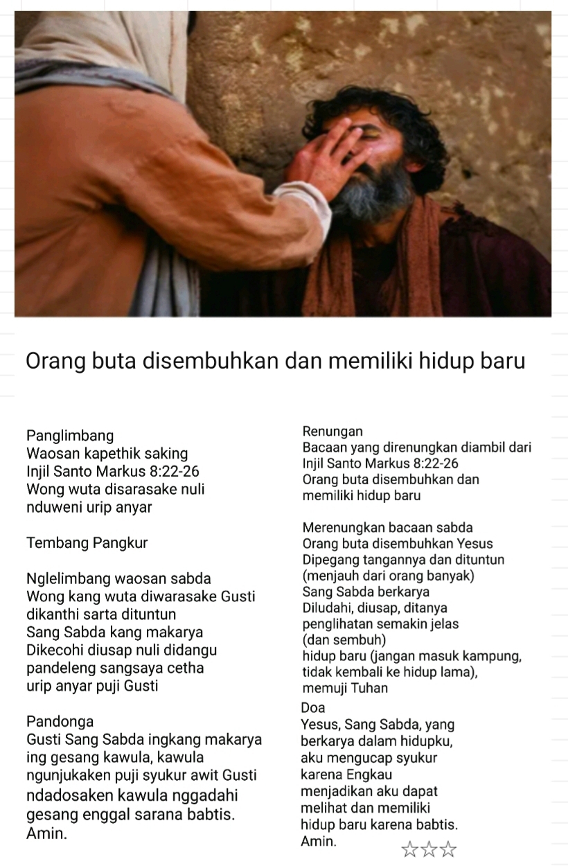 Yesus Menyembuhkan Orang Buta - SESAWI.NET