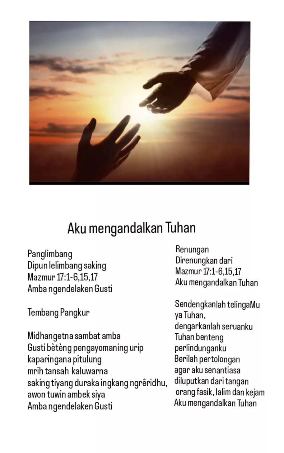 Aku Mengandalkan Tuhan - SESAWI.NET