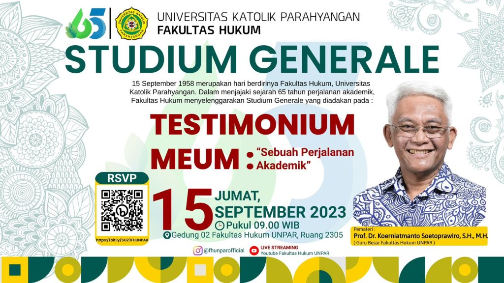 15 September 2023 - Studium Generale Fakultas Hukum Unpar Bandung - SESAWI.NET