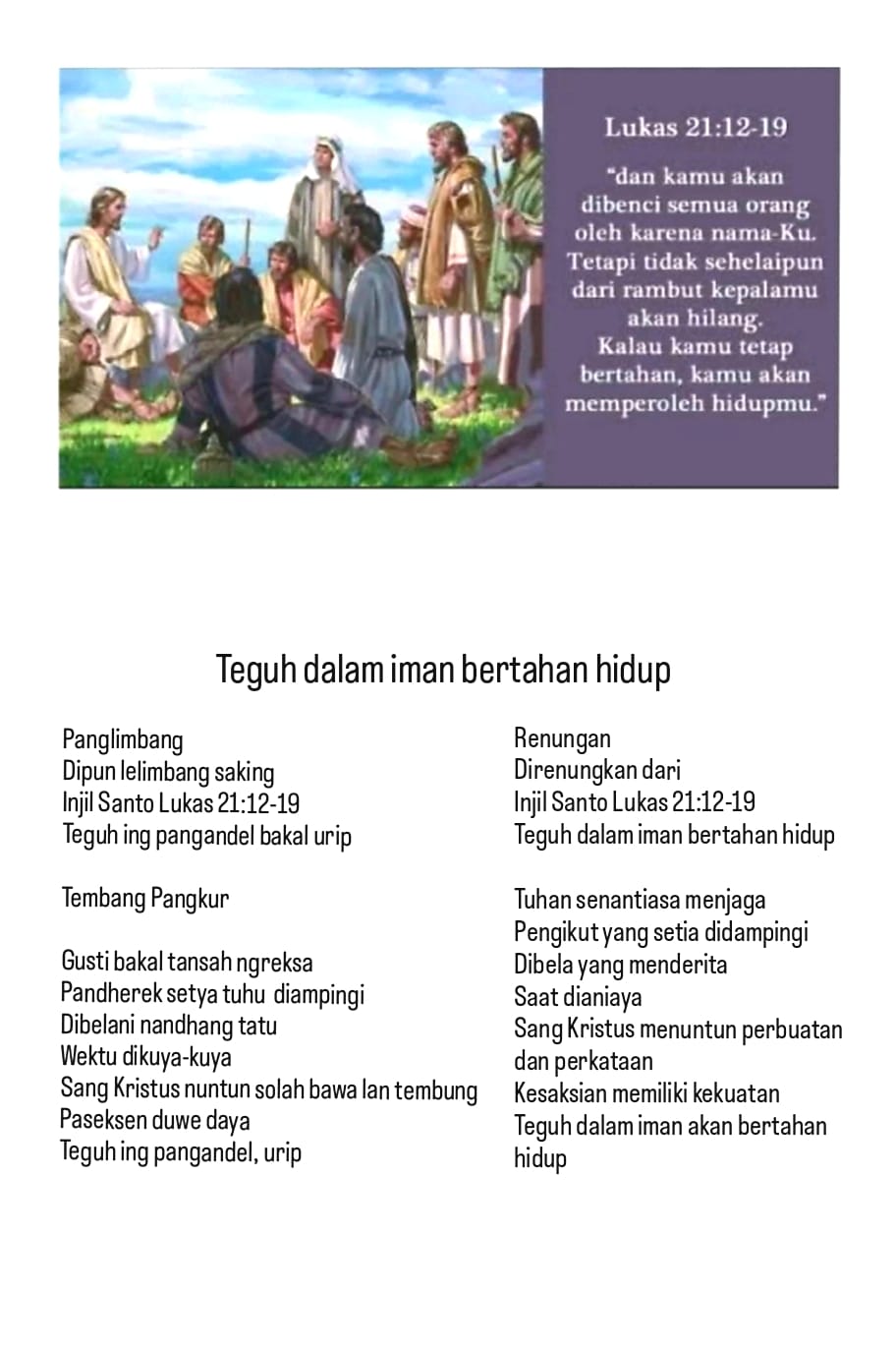 Teguh dalam Iman Bertahan Hidup - SESAWI.NET