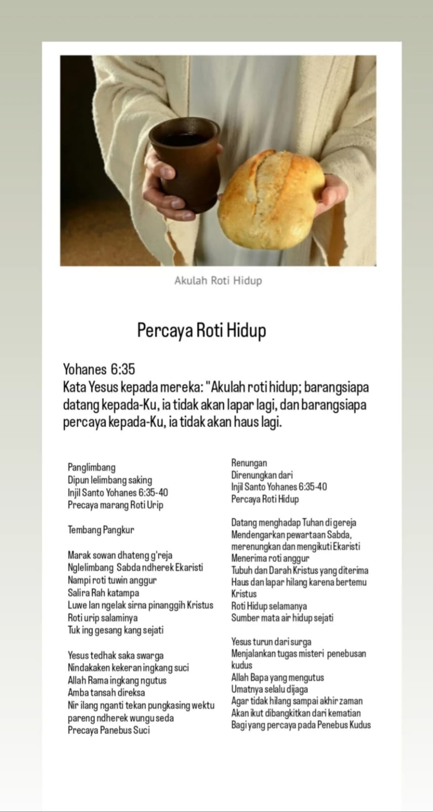 Percaya Roti Hidup - SESAWI.NET